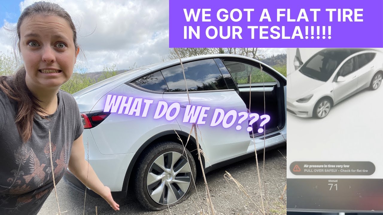We Got a Flat Tire in our Tesla!! - YouTube