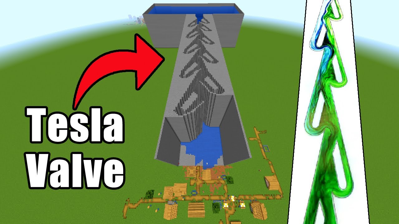 Can a Tesla Valve stop a MEGA TSUNAMI in Minecraft? - YouTube