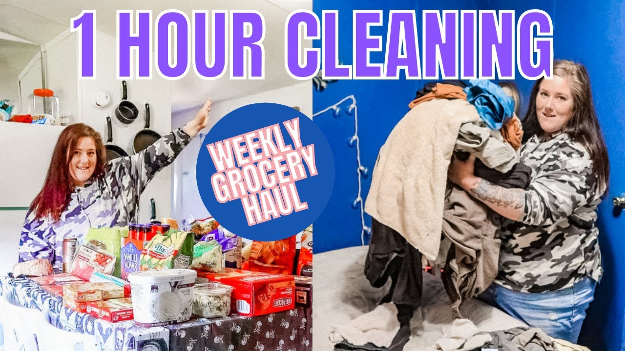 1 HOUR MOBILE HOME CLEAN WITH ME | COOK AND GROCERY HAUL - YouTube