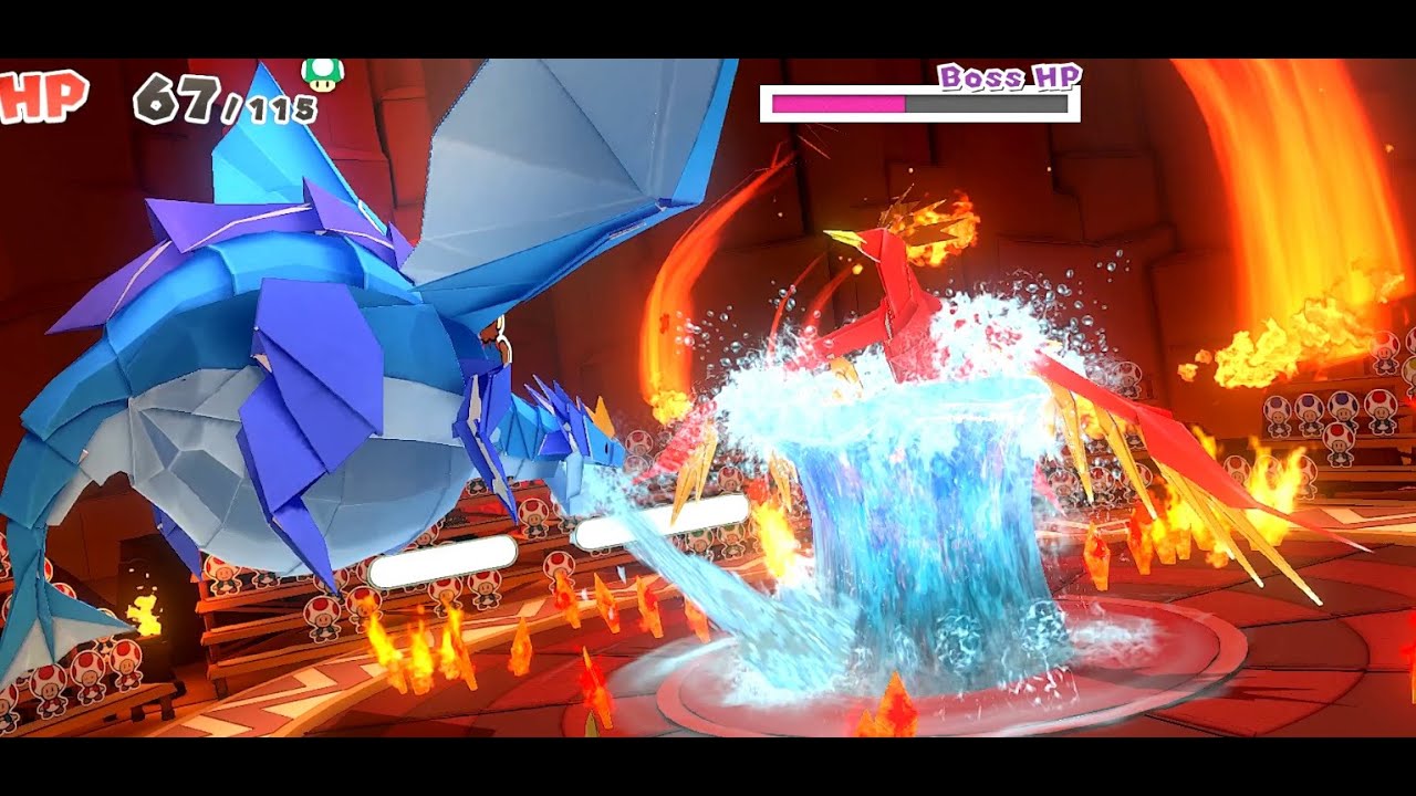 Paper Mario THE ORIGAMI KING / FIRE VELLUMENTAL BOSS BATTLE and ...