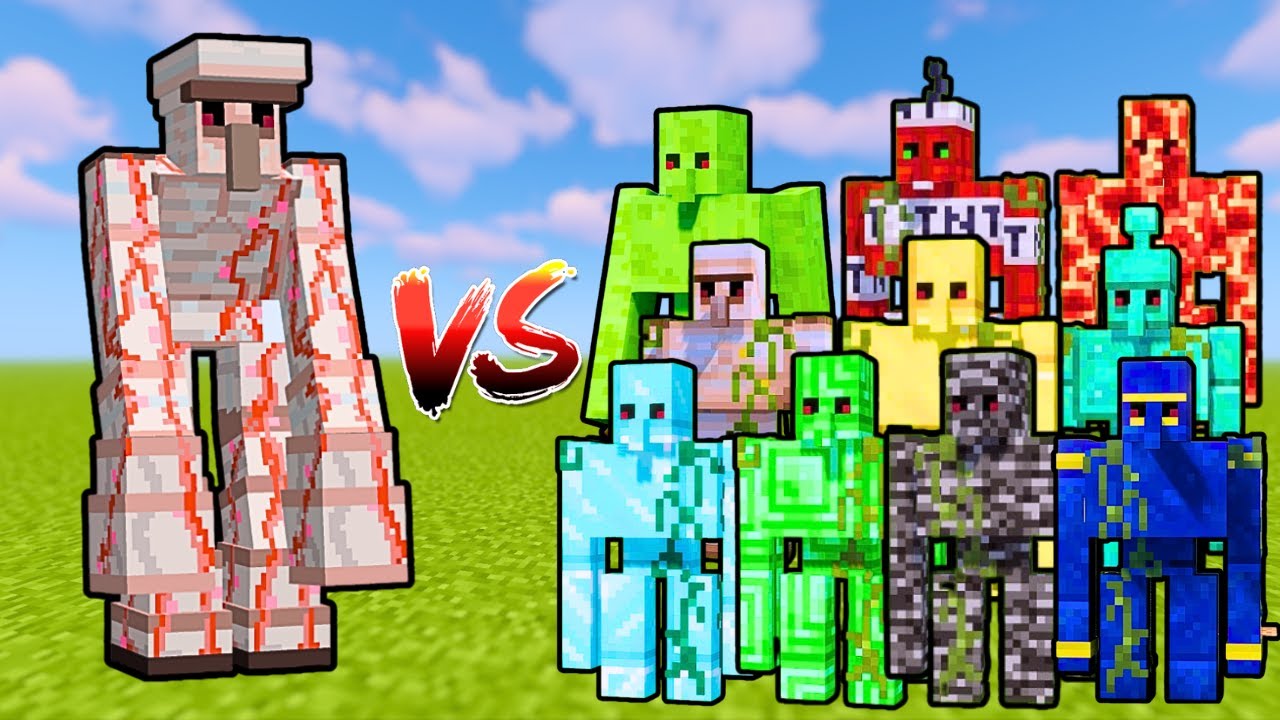 NEW MUTANT IRON GOLEM vs ALL GOLEMS | Realistic Physics Minecraft Mob ...