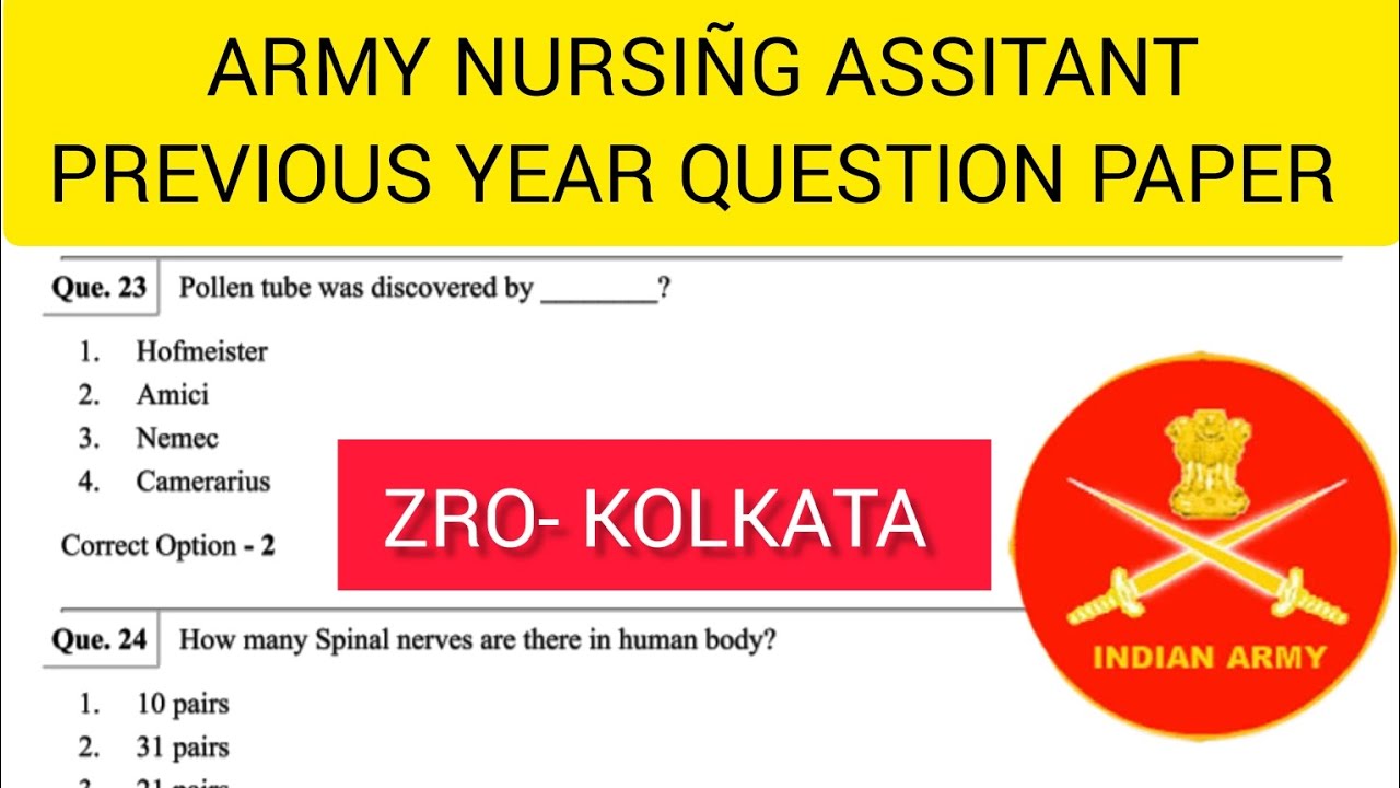 Army Nursing Assistant Previous Year Question Paper || Army Nursing ...