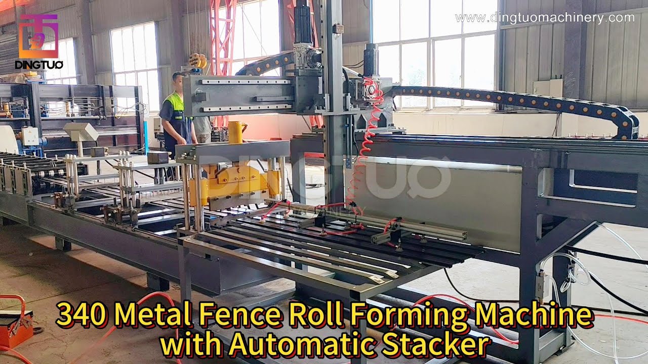 340 Metal Fence Roll Forming Machine with Fully Automatic Stacker - YouTube