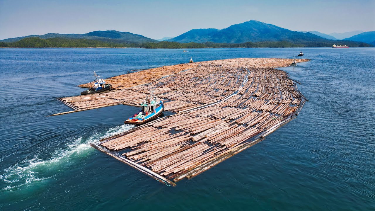 Five Tugboats Escort Mega Log Boom to Prince Rupert's Shore - DJI Mini ...