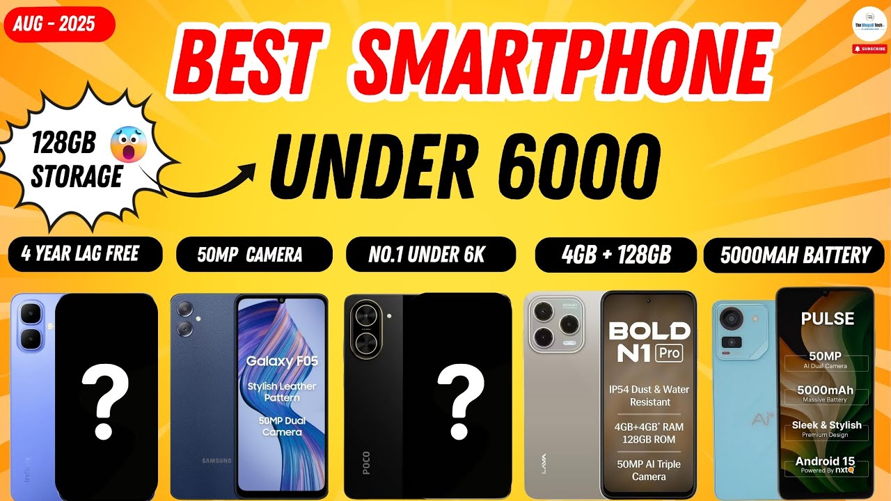 🔥 Best Smartphone Under ₹6000 in India (August 2025) | 128GB Storage ...