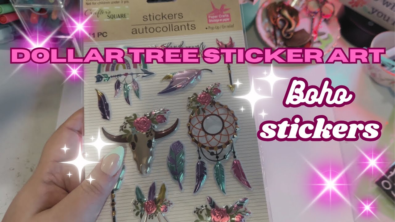 Dollar Tree Sticker Art | Boho Stickers | Creative Journal - YouTube