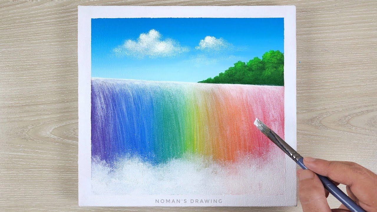 Rainbow Waterfall🌈 | Easy Acrylic Painting for Beginners - YouTube