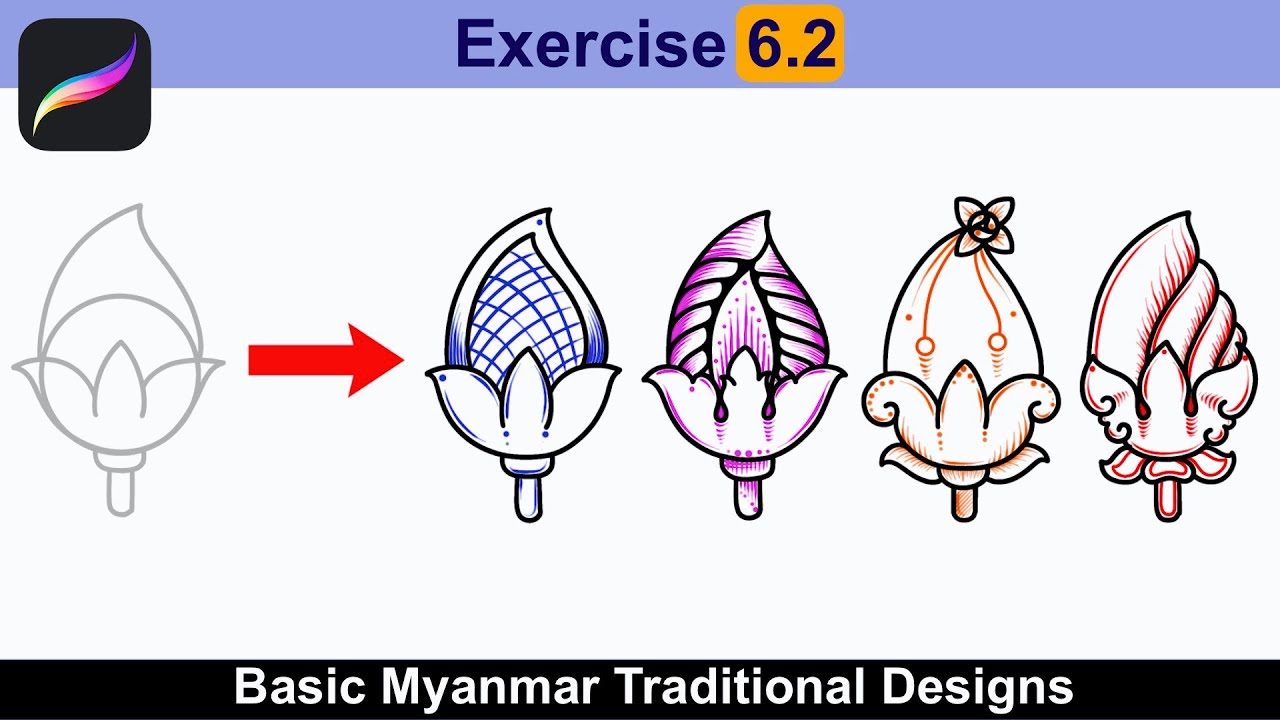 18. How to draw Floral Design 2 | Lineart | Procreate Tutorial - YouTube