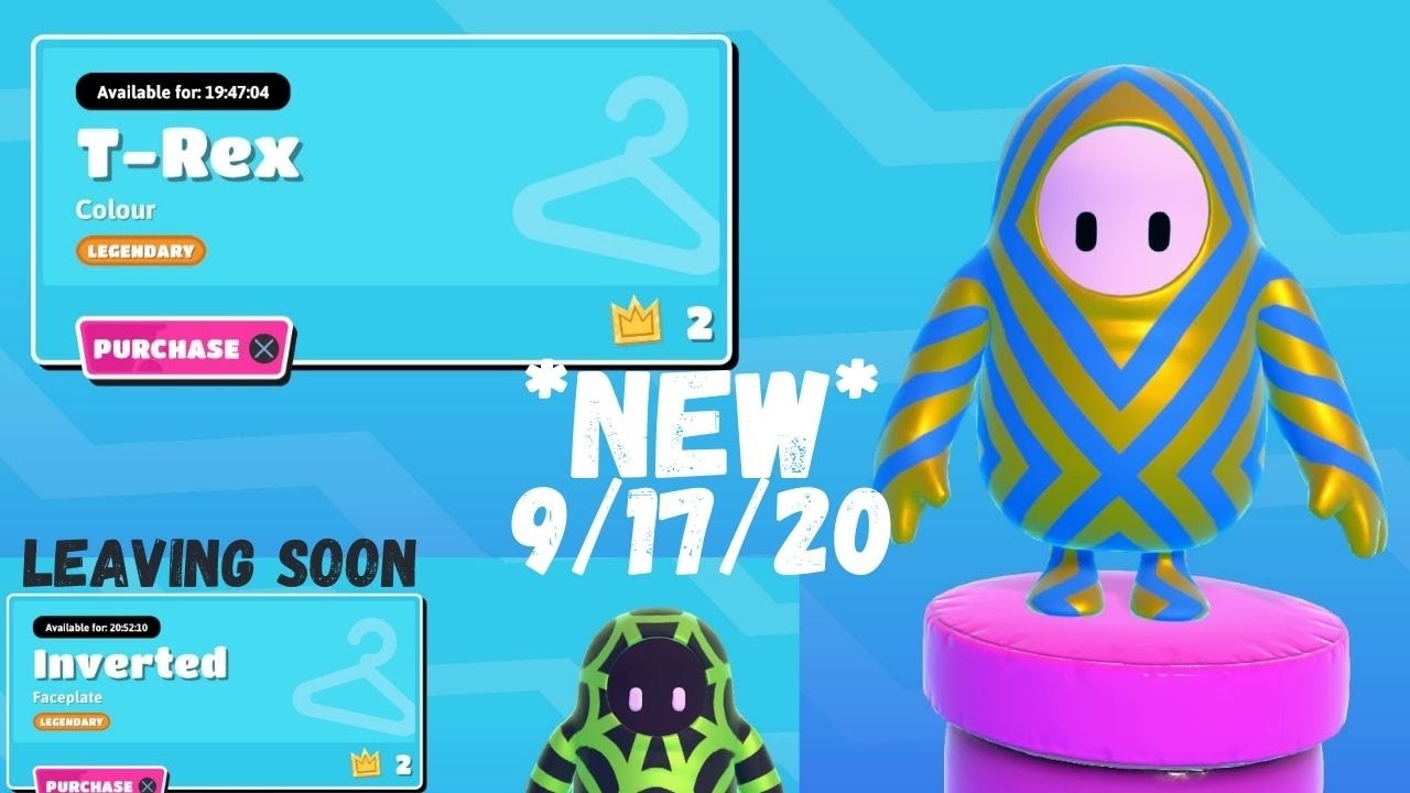 *NEW* Fall Guys Item Shop Reset for 9/17/20 (LEGENDARY T-Rex Colour ...
