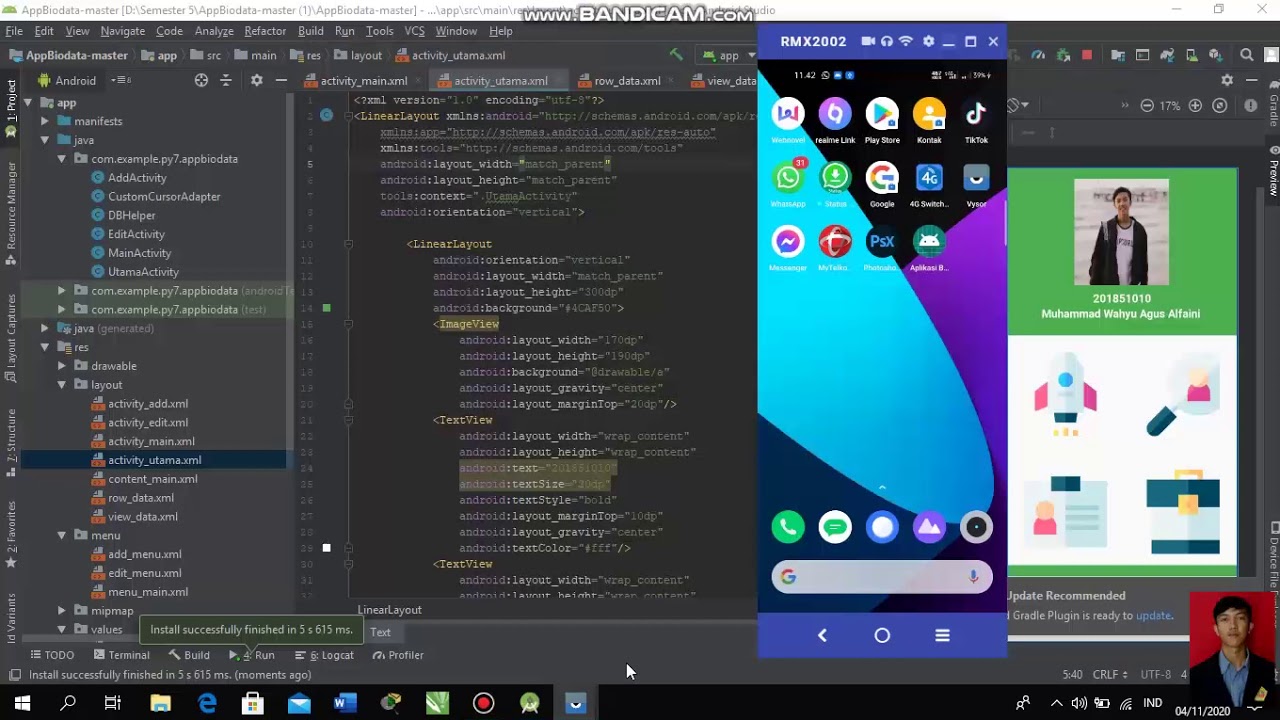 Tutorial Cara Membuat Aplikasi Biodata di Android Studio - YouTube