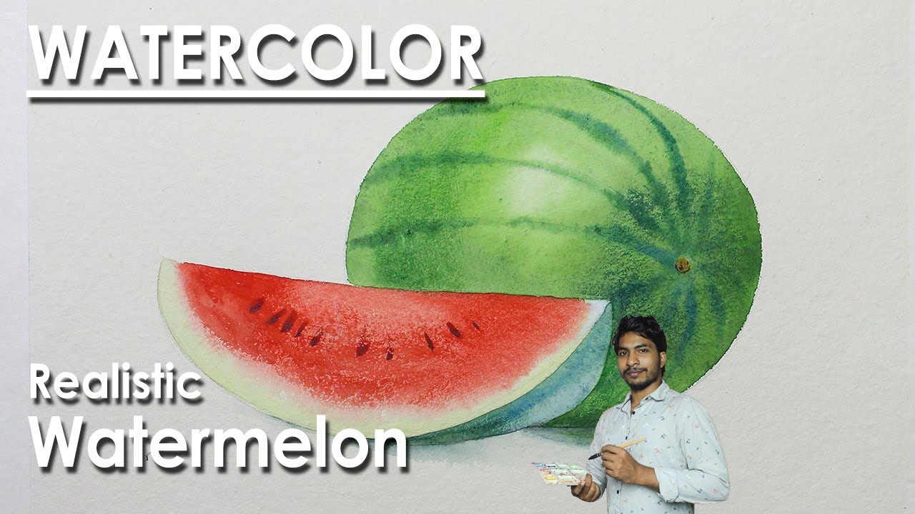 How to Paint A Realistic Watermelon in Watercolor - YouTube