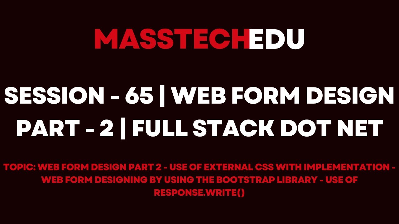 Session - 65 | Web Form Design Part - 2 | Full Stack Dot Net - YouTube