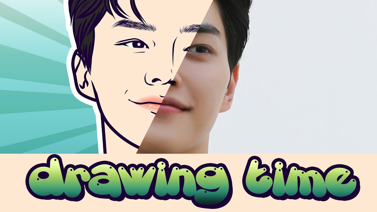 Song Kang drawing Korean Actor Pop Style (no mic) Photoshop & Sai tool ...