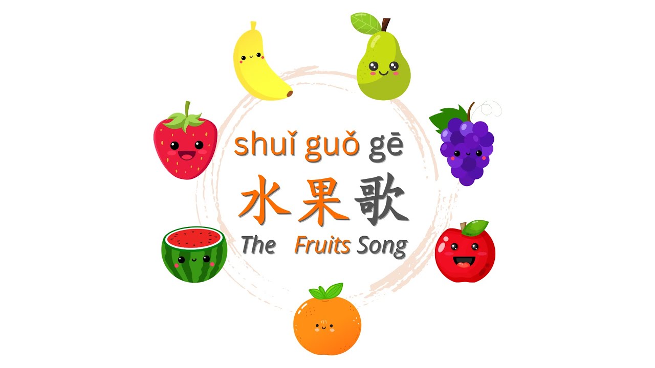 水果歌 The Fruits Song (Chinese Characters + pinyin + English + Color code ...