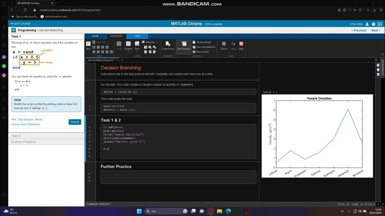 Matlab Onramp L12 Conditional Programming Loops Karar Verme Döngüsel Işlemler Youtube