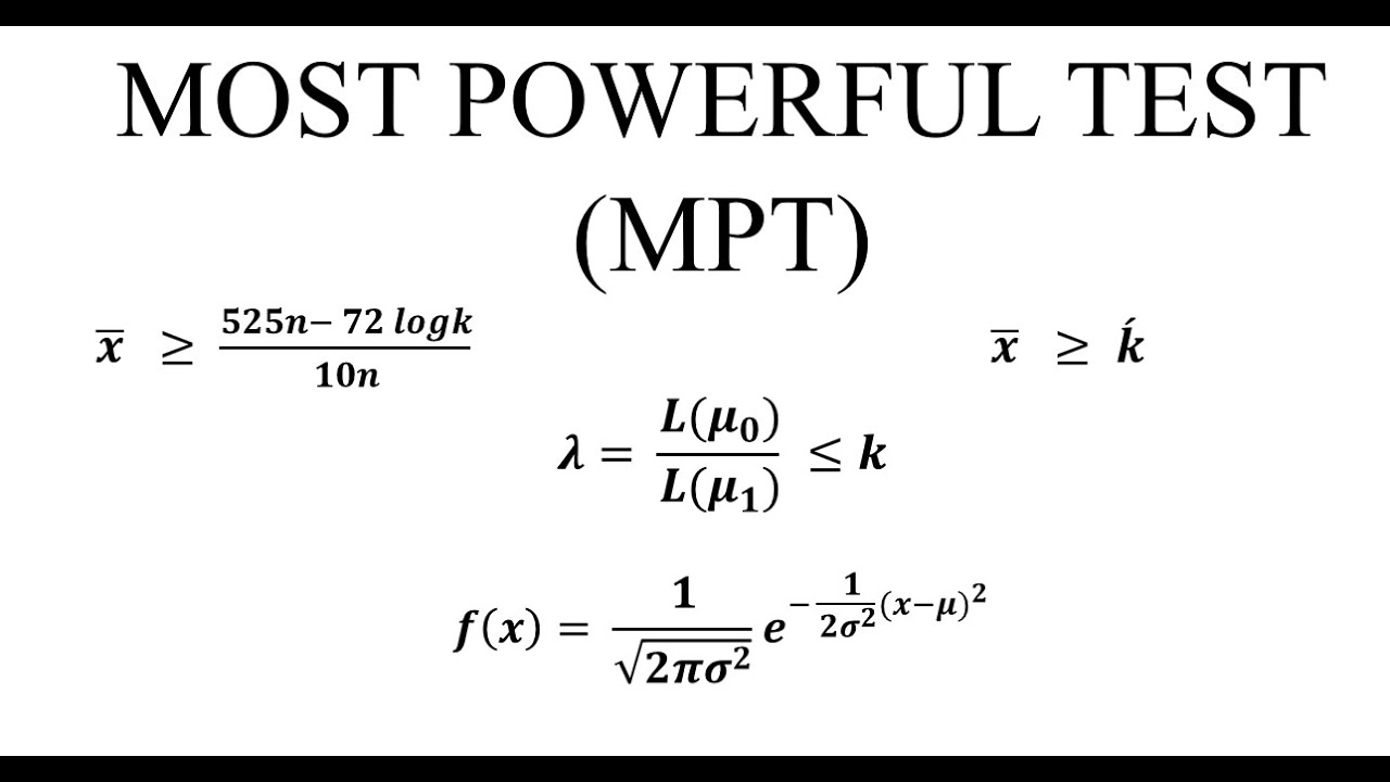 Most Powerful Test|Neyman Pearson Lemma for Normal Distribution - YouTube