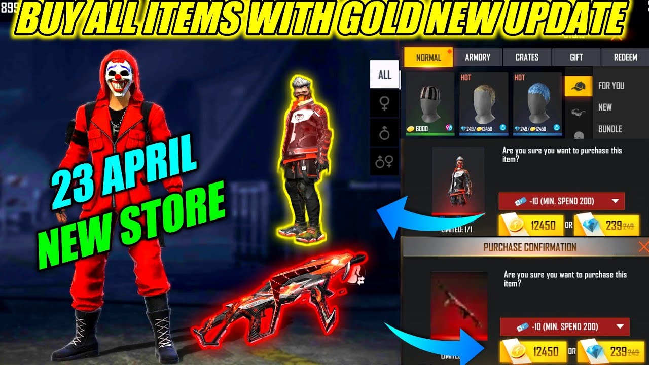 free fire 23 April New update Buy all items from gold - How to Get ...