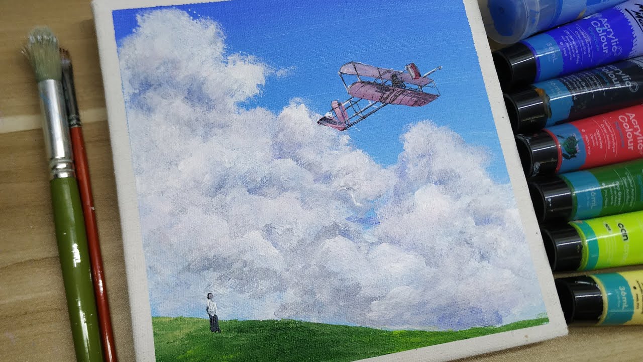 Acrylic painting /Fly to the sky /Easy painting Tutorial # 84 - YouTube