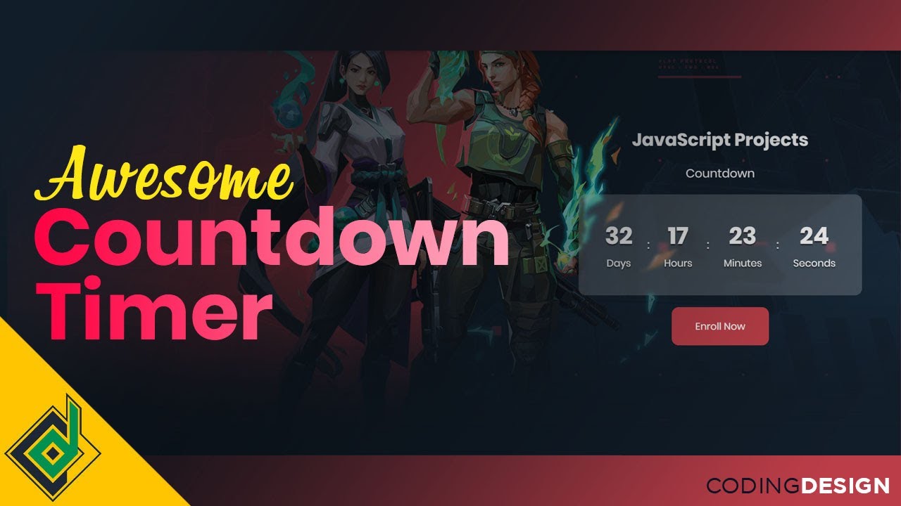 Countdown Timer Featured Coming Soon Page With Html Css And Javascript Youtube