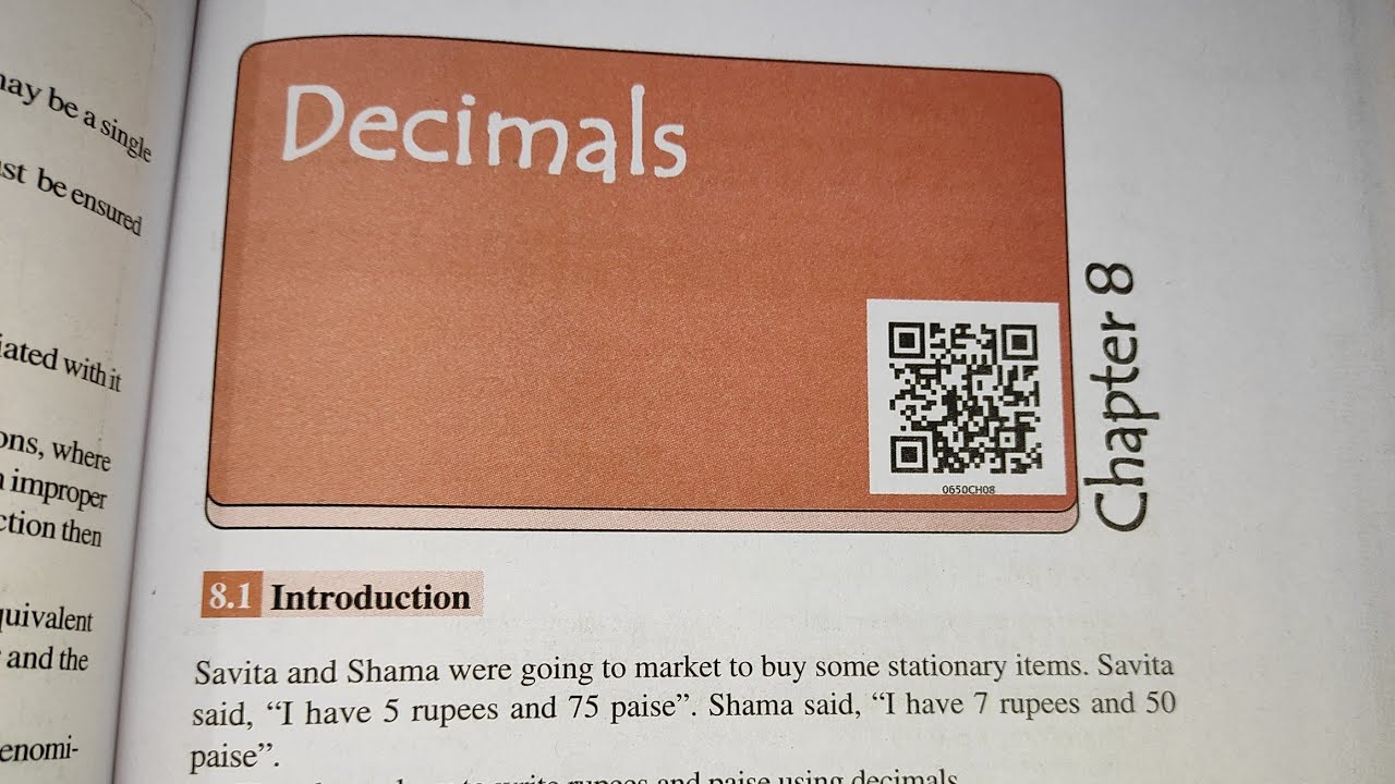 Chapter -8 Decimal Introduction || Class 6th Maths New Book - YouTube