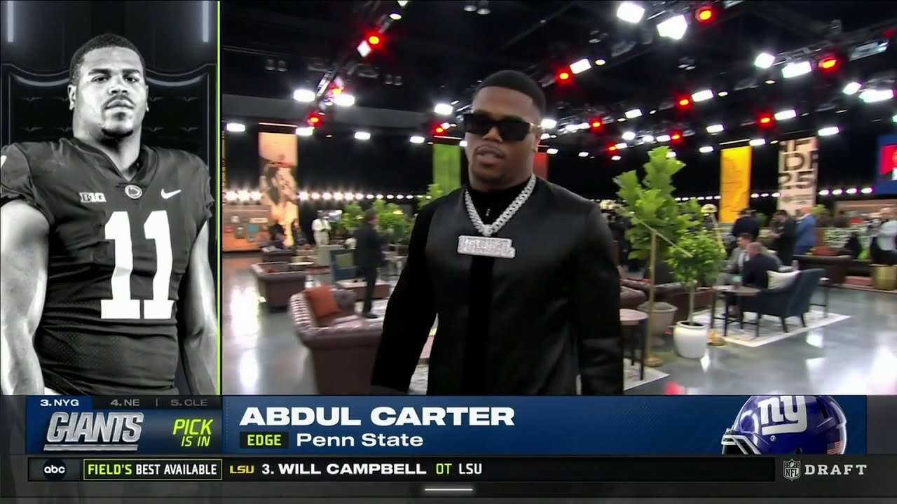 New York Giants Draft Abdul Carter 3rd Overall in 2025 NFL Draft | ABC ...