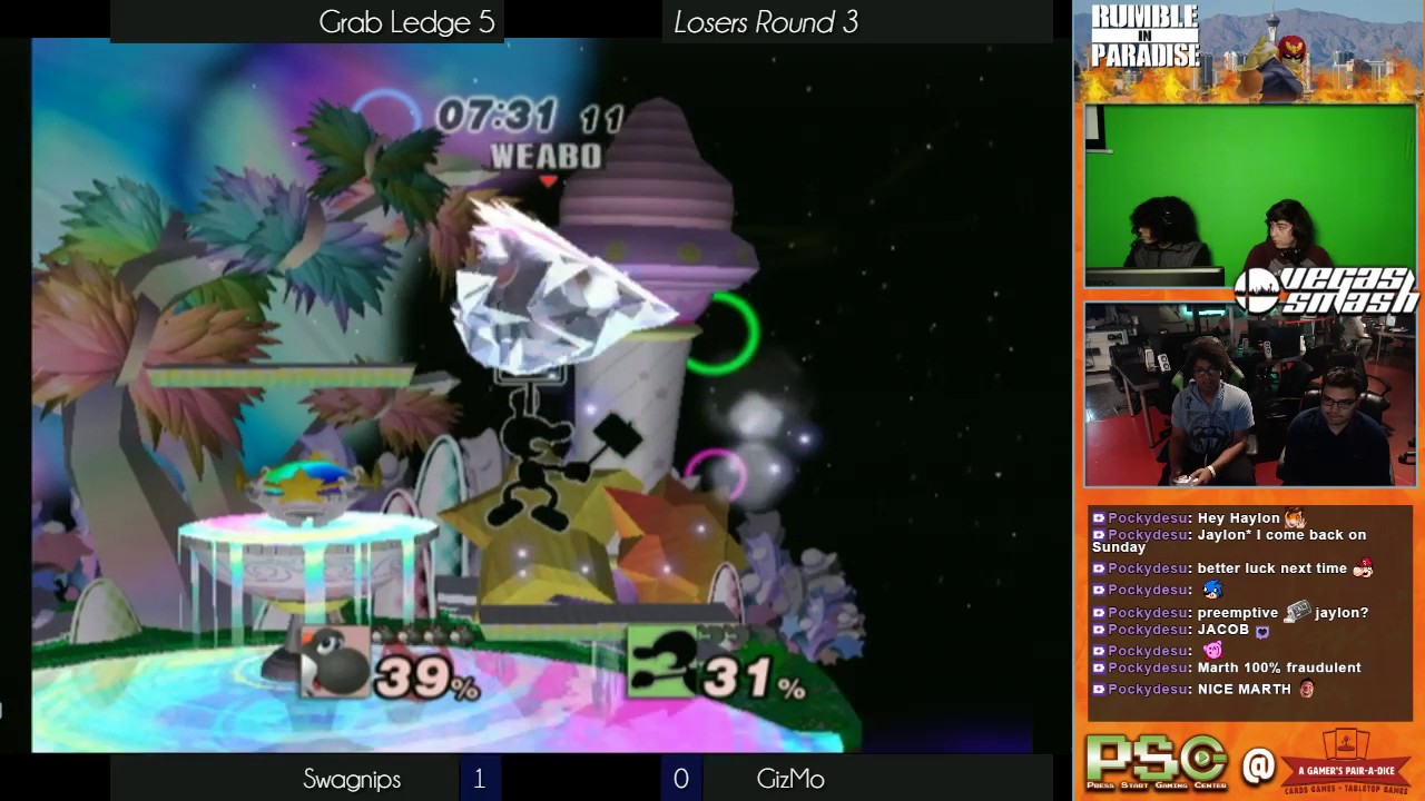 Grab Ledge V: GizMo(GNW, Marth) vs Swagnips(Yoshi) - YouTube
