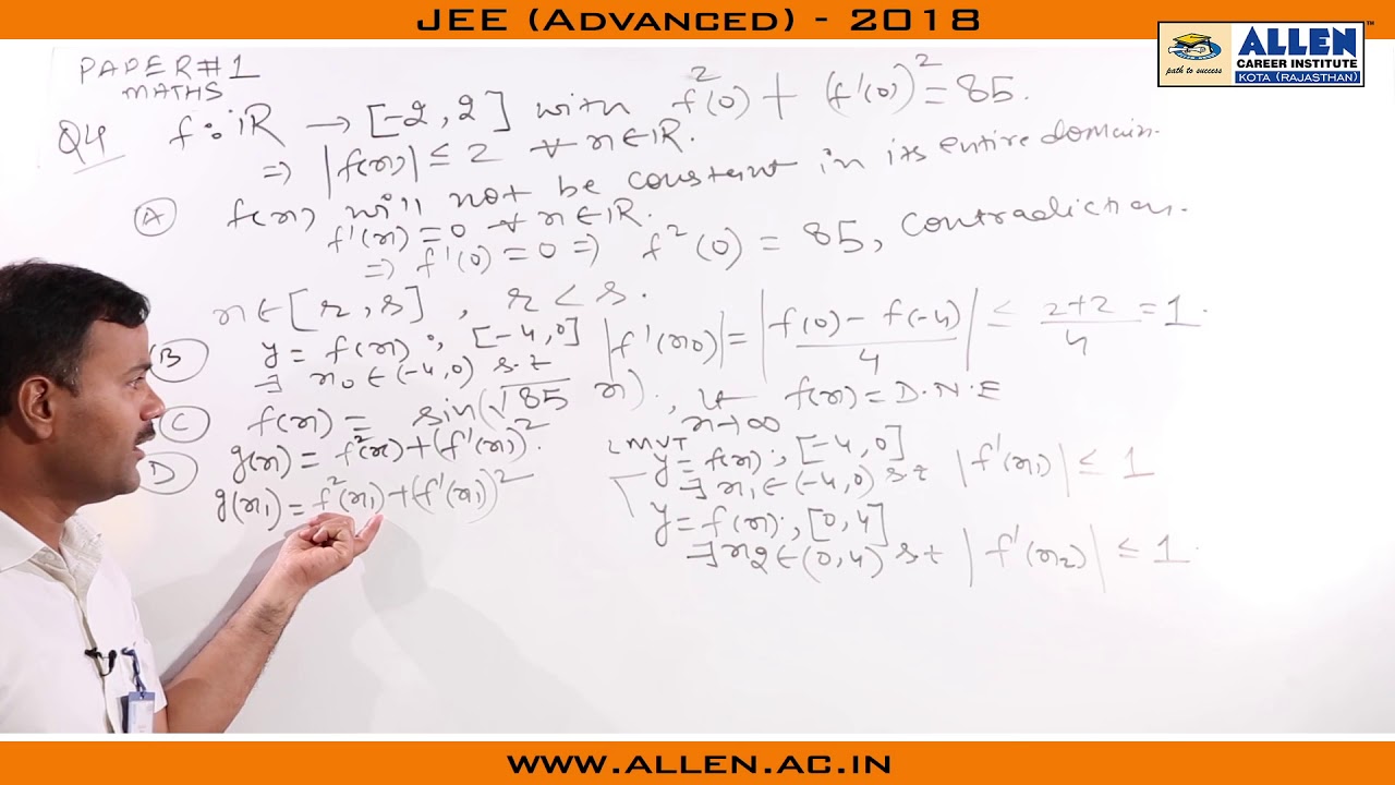 JEE Advanced 2018 Mathematics Solution Q.4 (Paper-1) - YouTube