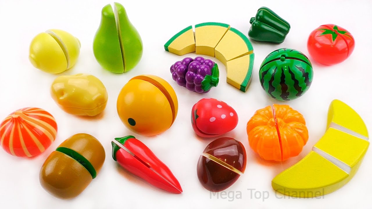 Learn names of fruits and vegetables | Toy velcro cutting Fruits and ...