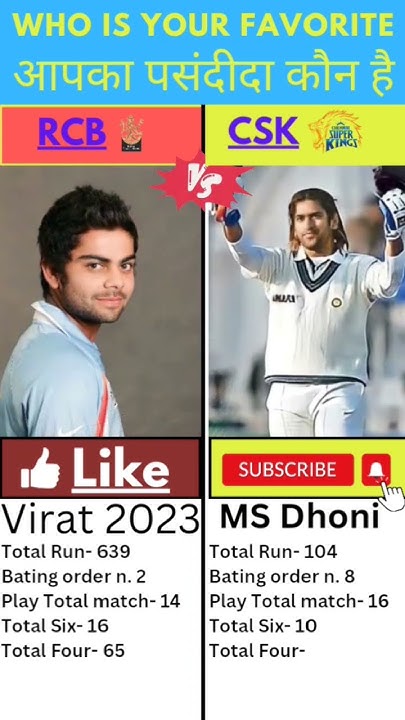 Ms Dhoni vs Virat Kohali compare by run | csk vs rcb comparision # ...