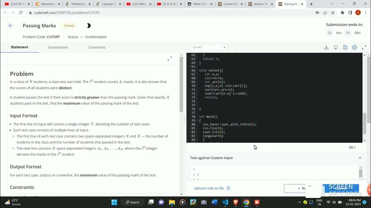 Passing Marks Codechef solution || Starters 78 - YouTube