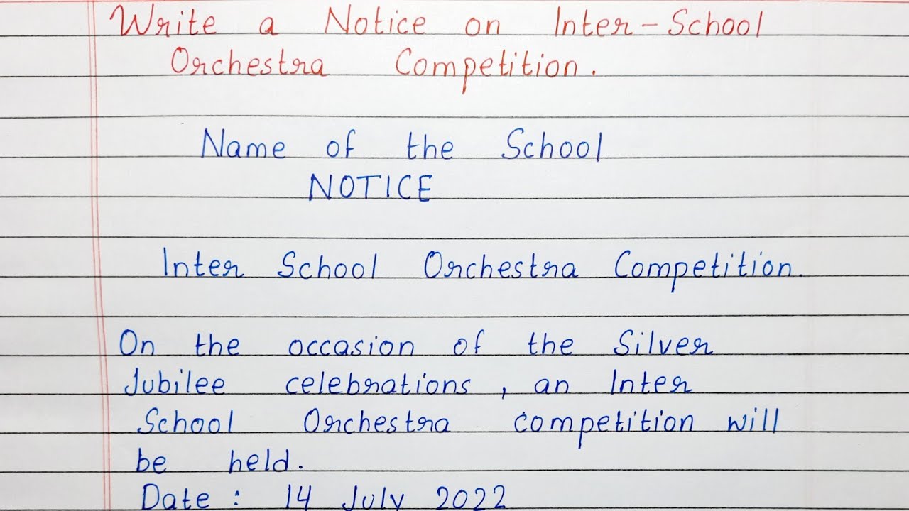 Write a Notice on Inter School Orchestra Competition - YouTube