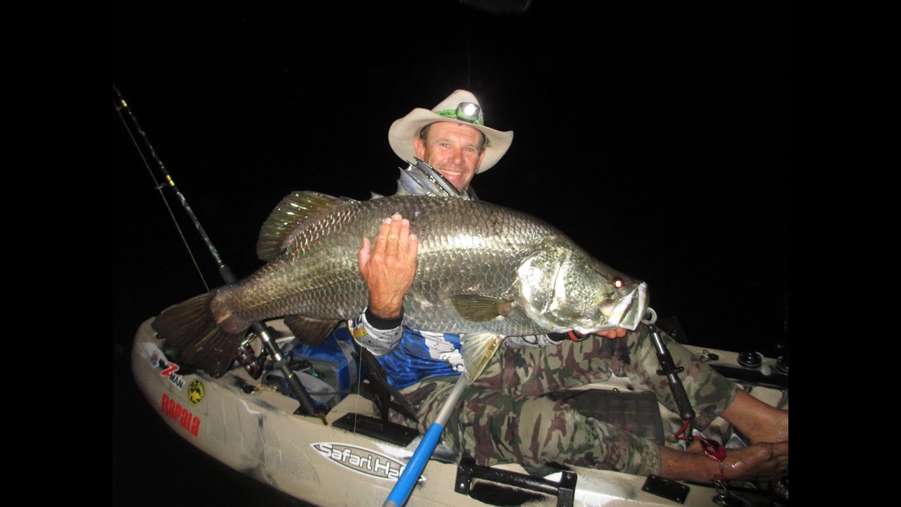 130cm BARRAMUNDI Kayak Fishing Lake Kinchant - YouTube