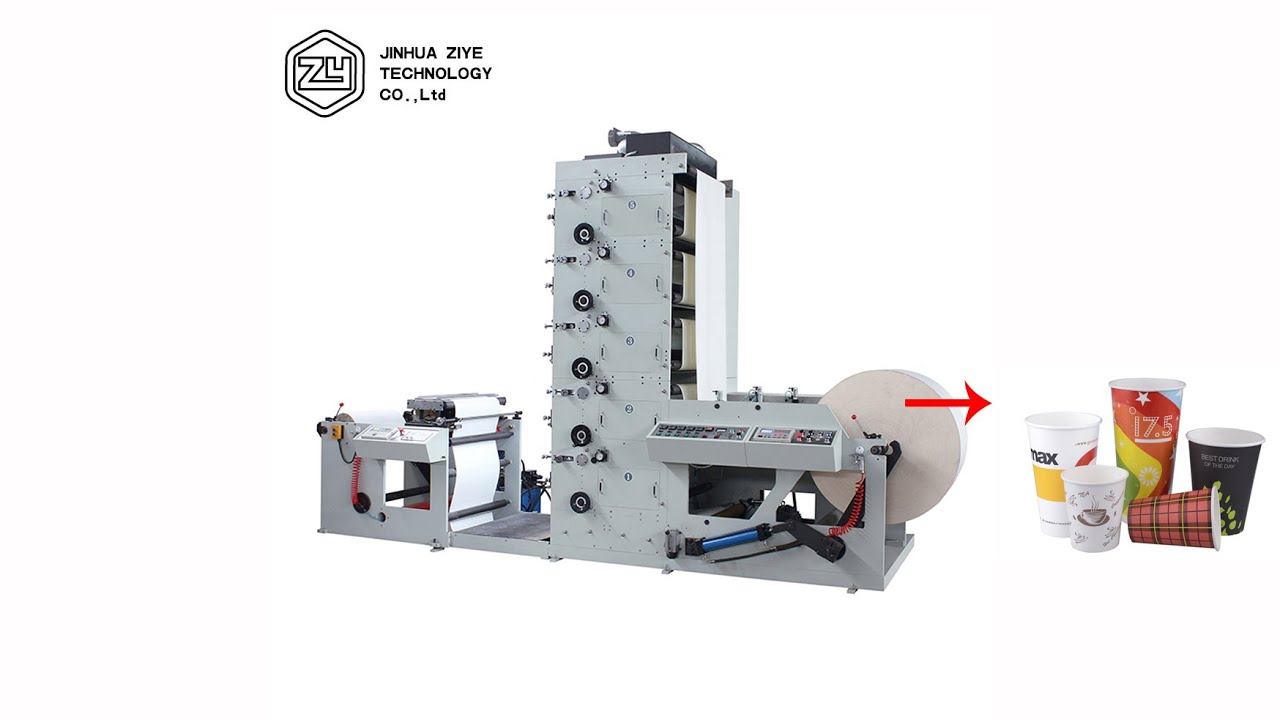 FPL850-6 Paper Cup Flexo Printing Machine Video With Camera Inspect ...
