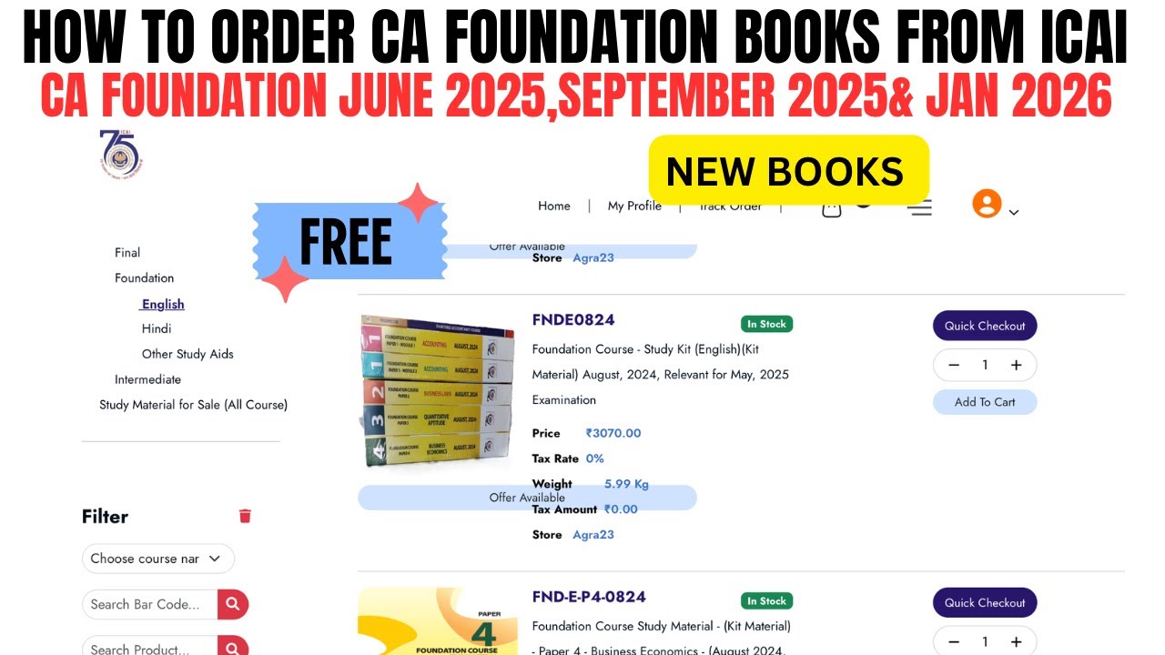 How to Order CA Foundation ICAI books | CA Foundation New ICAI books ...