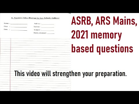 ASRB, ARS Mains, 2021 memory based questions - YouTube