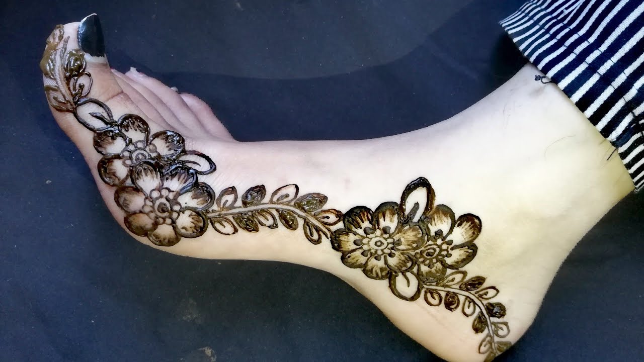 Step by step Most Beautiful Feet Mehndi Design 2023 ll Easy Arabic Leg ...