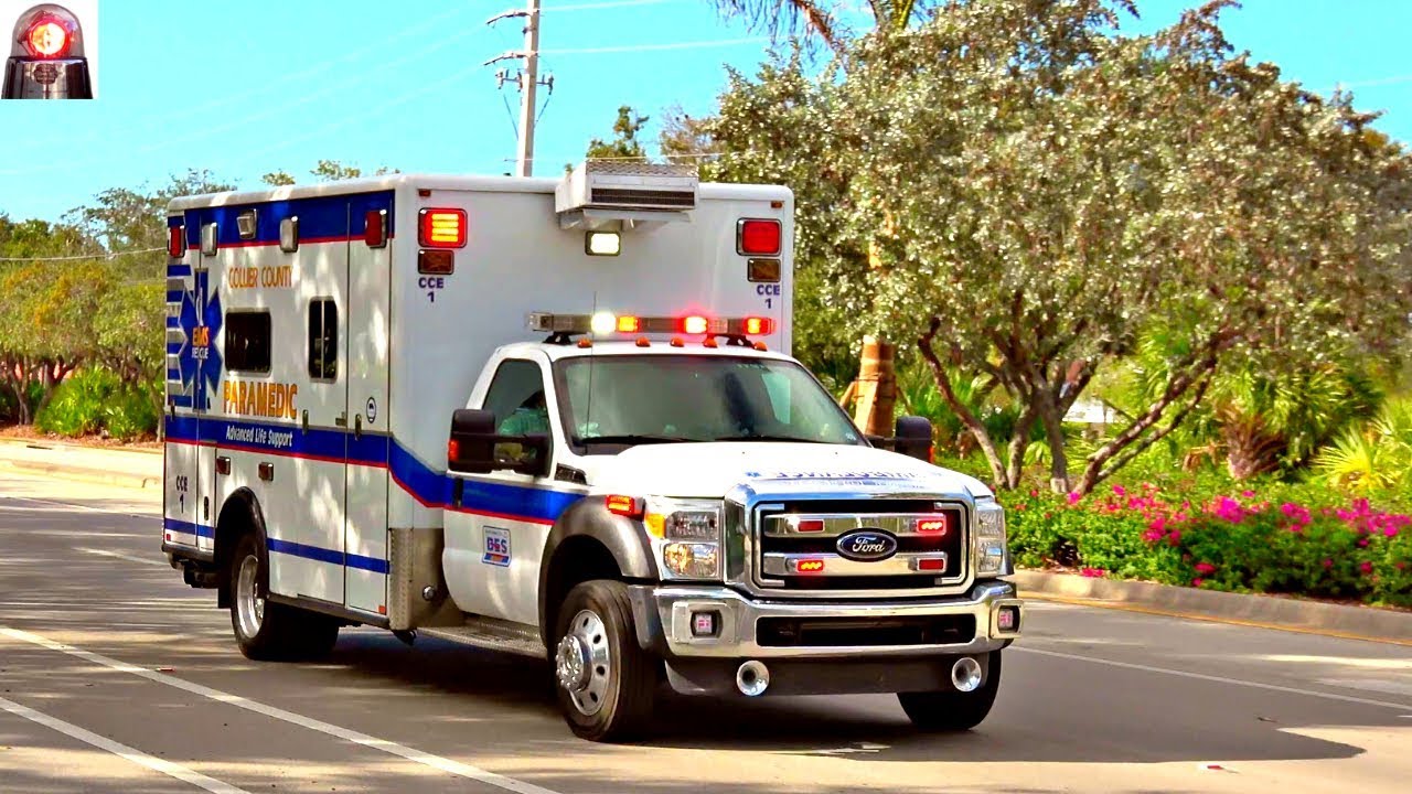 Collier County EMS Ambulance Responding Lights and Sirens - YouTube