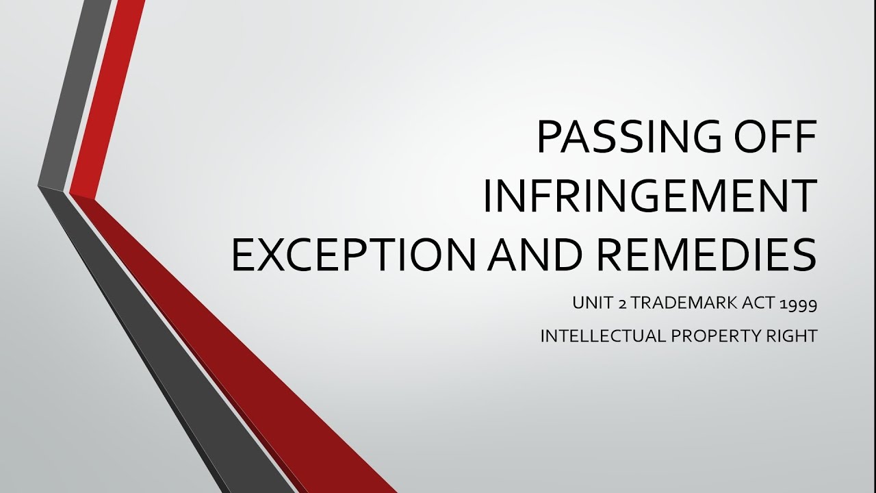 Passing off | infringement| trademark act 1999 | notes | ballb | bballb ...