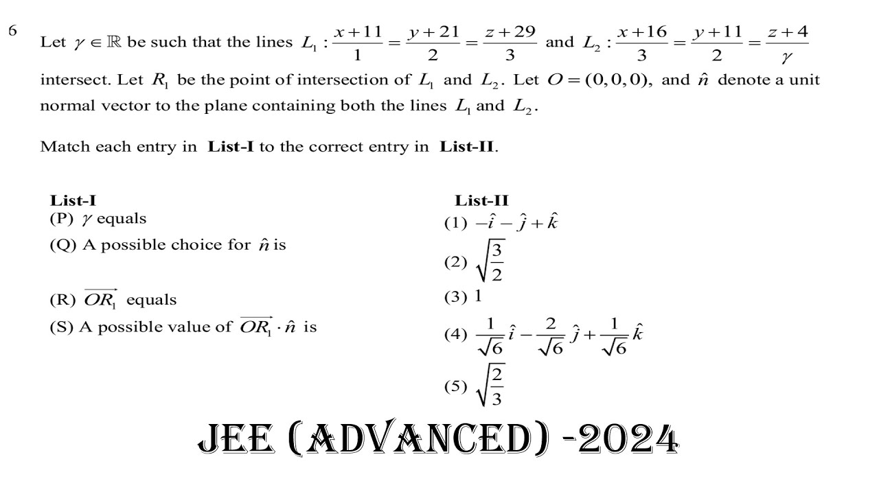 three dimensional geometry problem Jee (advanced)-2024 - YouTube