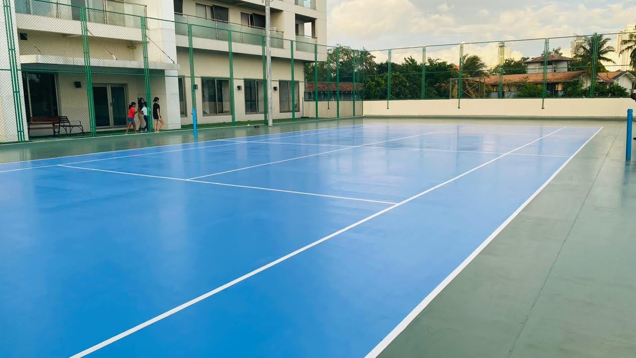 Tennis court flooring -Start to finish - YouTube
