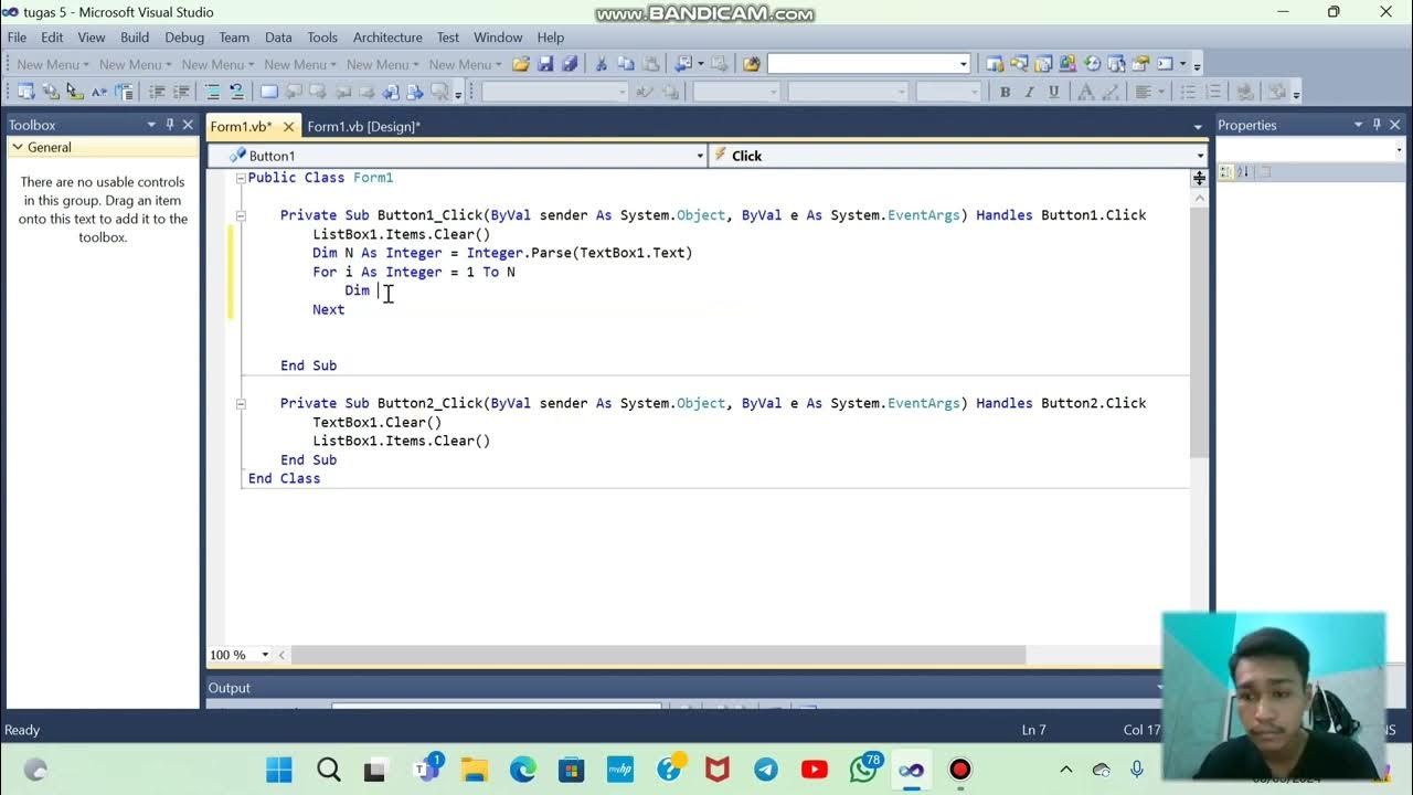 menampilkan angka dengan menggunakan forr di aplikasi visual studia 2010 - YouTube