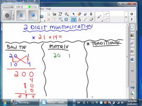 Multiplication methods (bow tie, matrix, & traditional) - YouTube