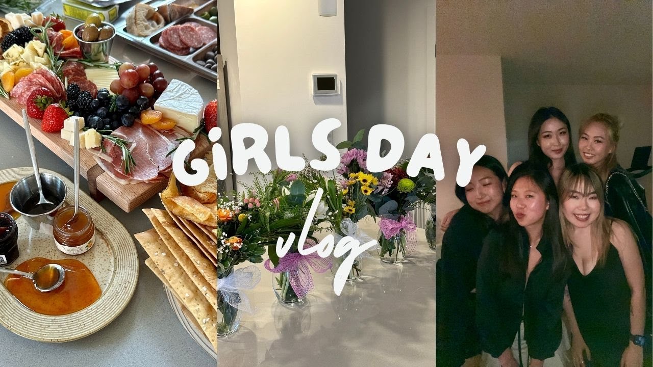 Girls Day Vlog | charcuterie board, wine, & floral arrangements - YouTube