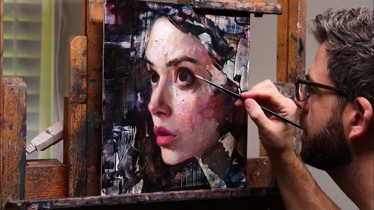 Live Oil Painting - Painting the Eyes on a Portrait - YouTube