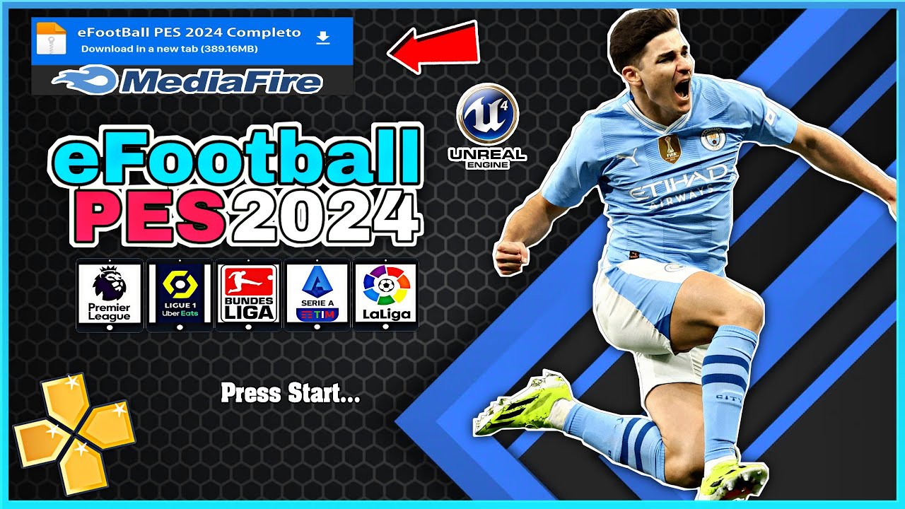 O Melhor eFootBall PES 2024 PPSSPP C/ Gráficos Realistas Câmera PS4 E ...