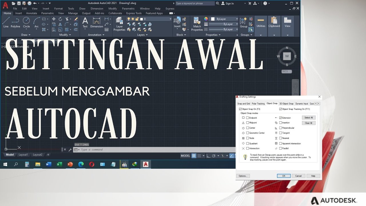 SETTINGAN AWAL MENGGAMBAR AUTOCAD | DASAR-DASAR AUTOCAD 2021 - YouTube