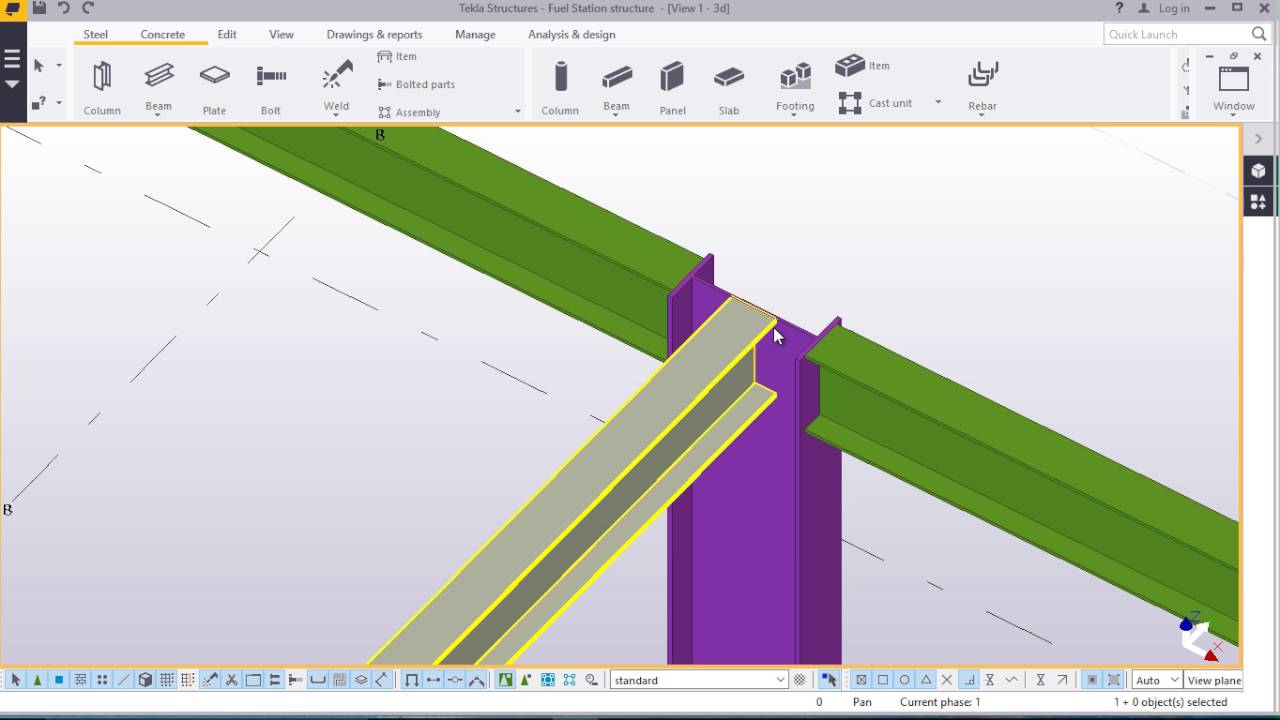 Modelling a simple fuel station structure Part-2 in TEKLA STRUCTURES ...
