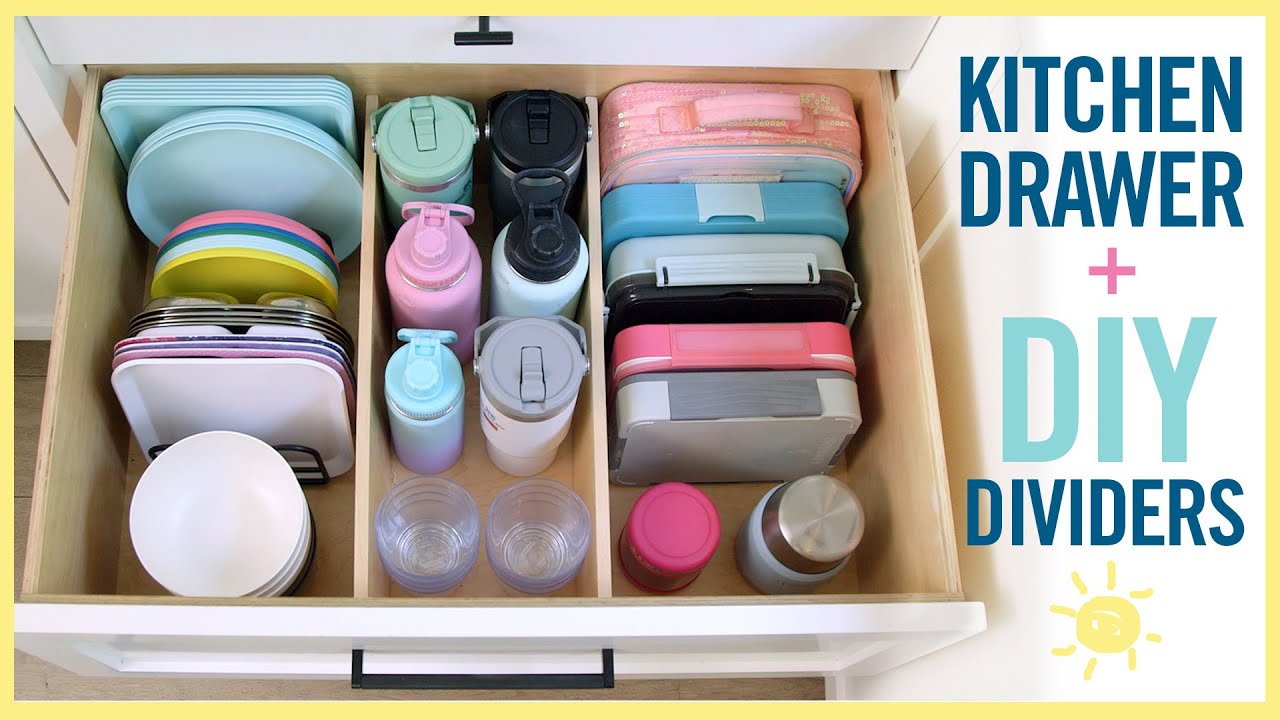 ORGANIZE | Kitchen Drawers + DIY Dividers #SATISFYING - YouTube