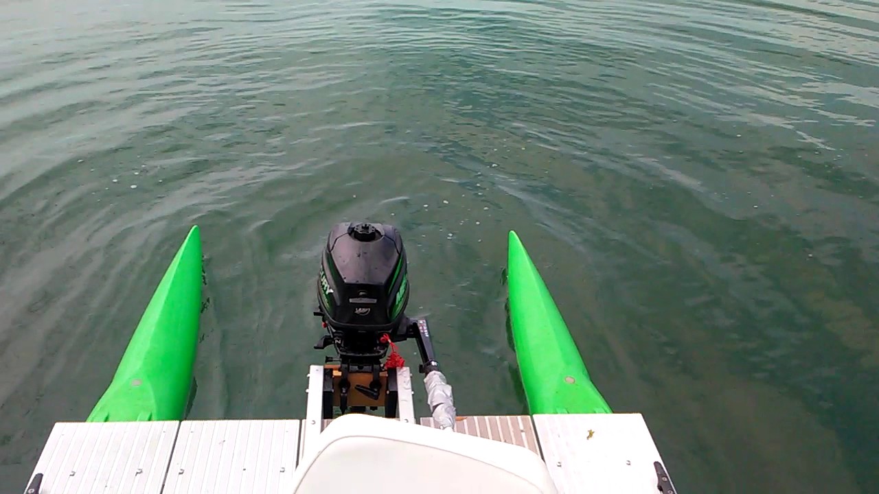 Modular boat or pontoon takes boat wake with no problem - YouTube