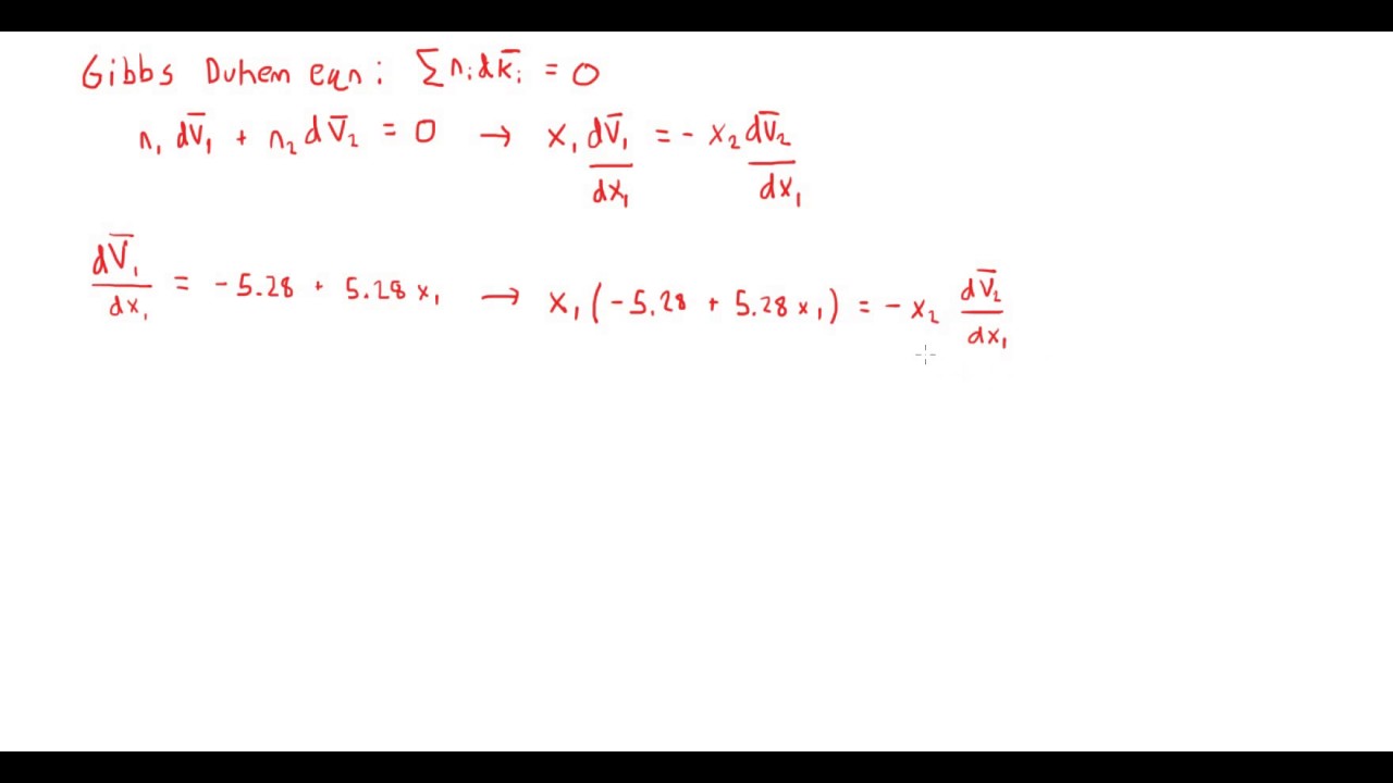 Thermodynamics: Using the Gibbs Duhem Equation to Relate Partial Molar ...